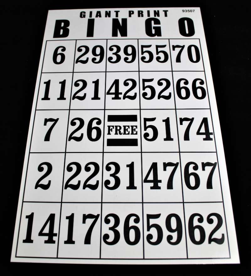 Large laminated bingo cards